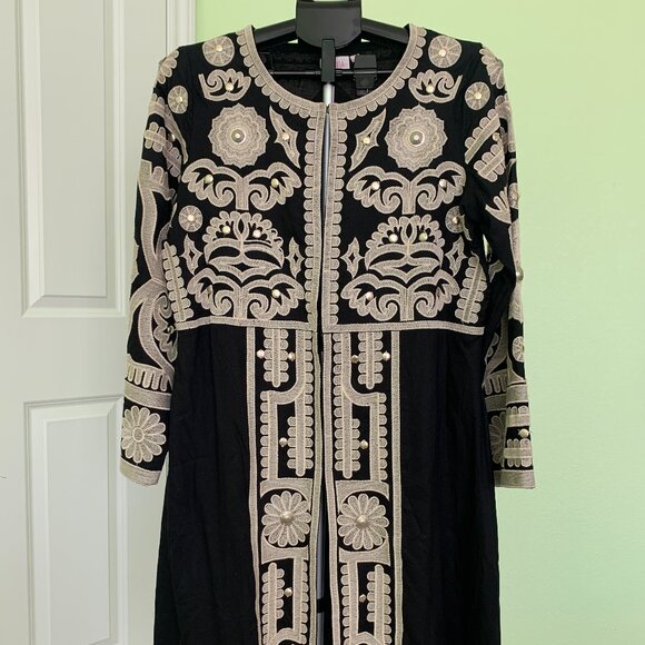 Cienna | Jackets & Coats | Cienna Duster Jacket Coat Black Cream ...